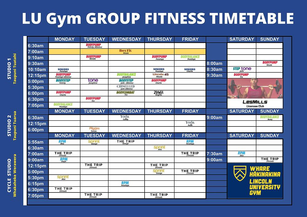 GROUP FITNESS TIMETABLE