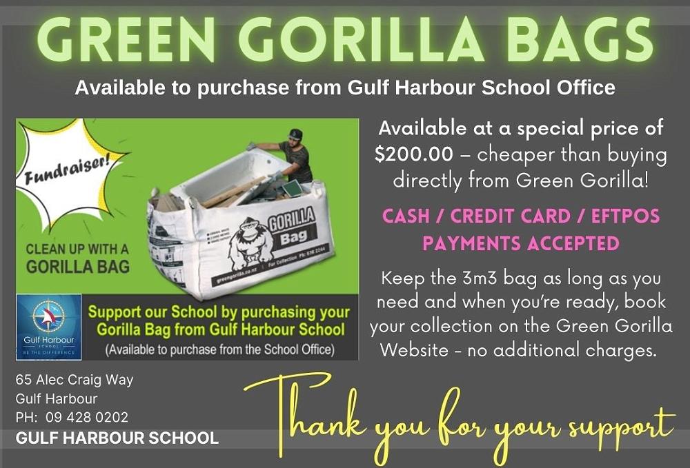 Green Gorilla Bags - Available to purchase from our School Office