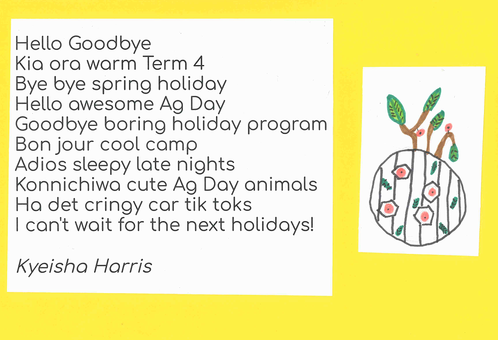 Hello Goodbye Poems — Newsletter Week 1 Term 4, 2022