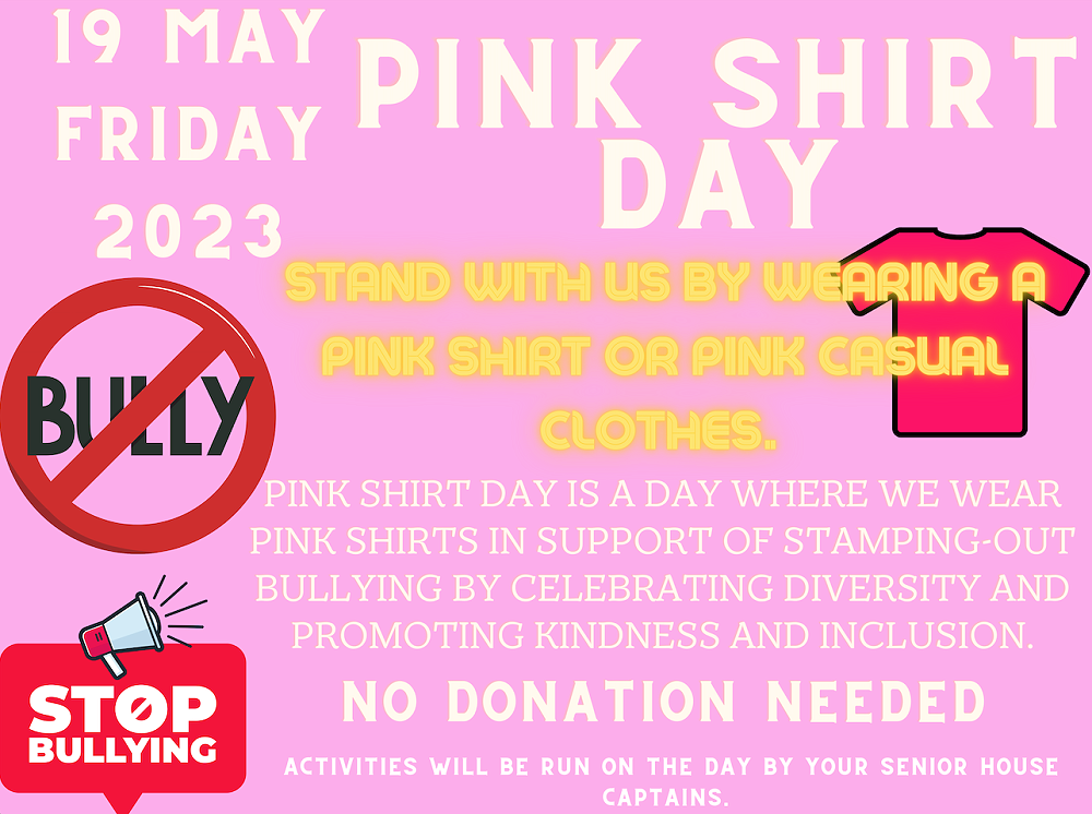 TOMORROW IS......Pink Shirt Day is Friday 19 May - Get Pinked!