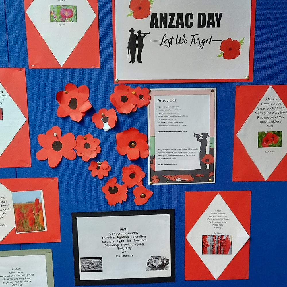 ANZAC poems and Mondrian inspired art