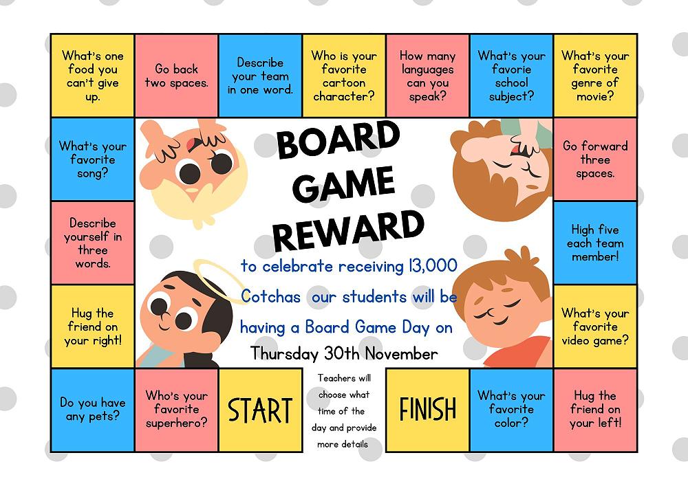 PC4L Reward - Board Game Day — Principal's Pānui Week 6 -Term 4 2023