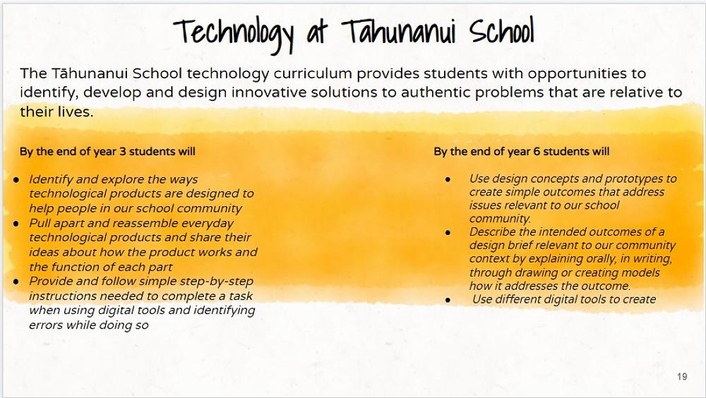 Technology Overview — Tahunanui School Curriculum