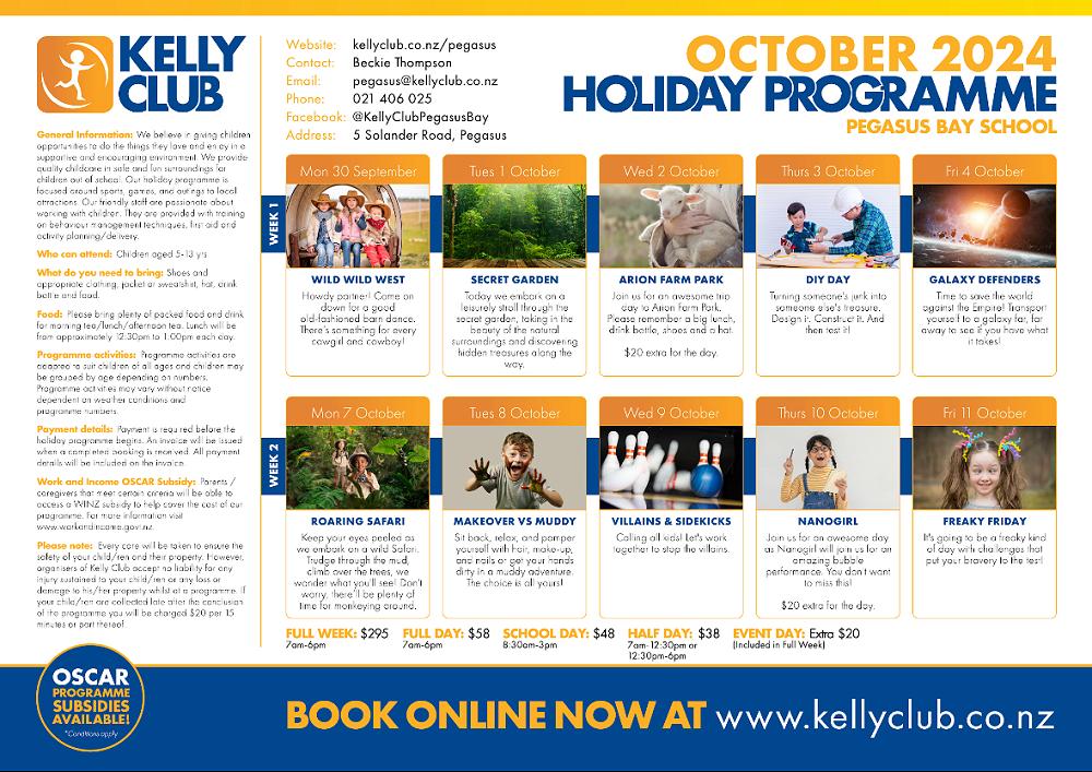 October Holiday Programme. — Newsletter for Friday 27 September 2024