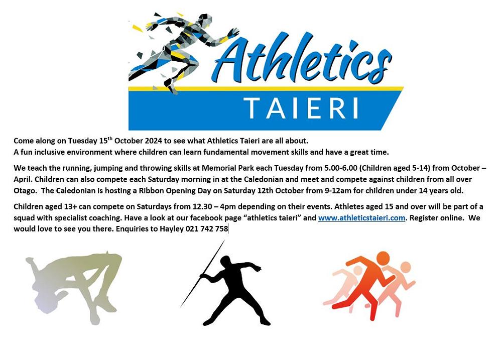 Athletics Taieri — Term 3 Week 10 Newsletter