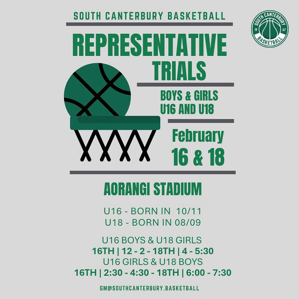 South Canterbury Basketball U16 & U18 Trials 2025
