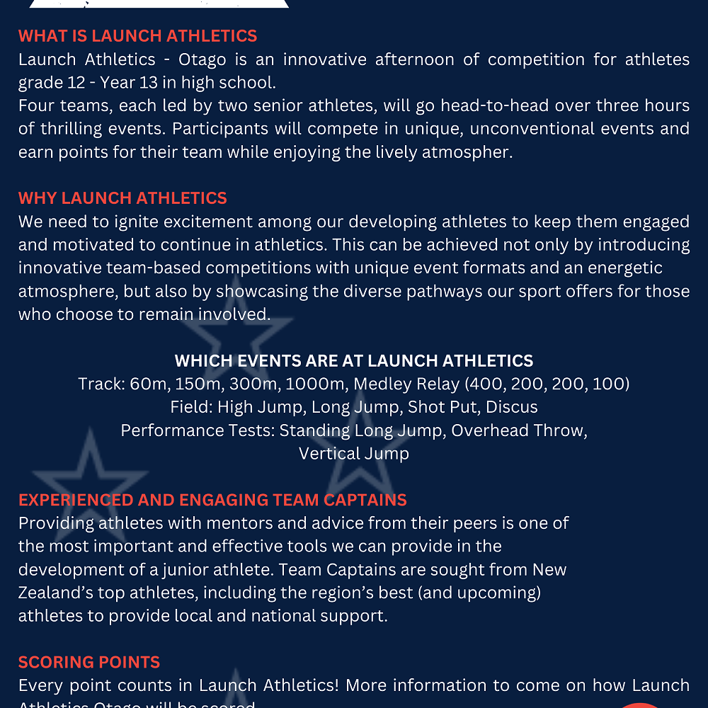 Launch Athletics - Otago!