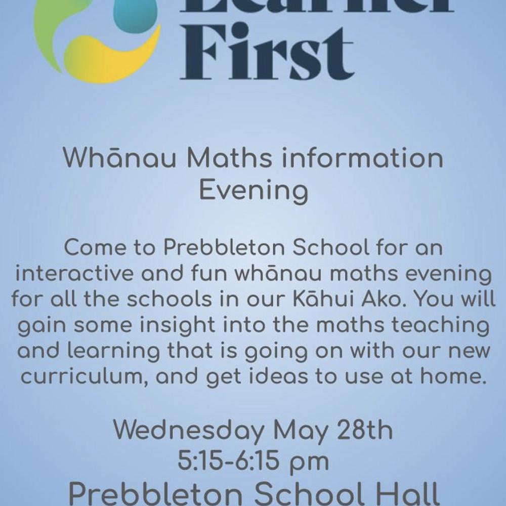 Whānau Maths information Evening