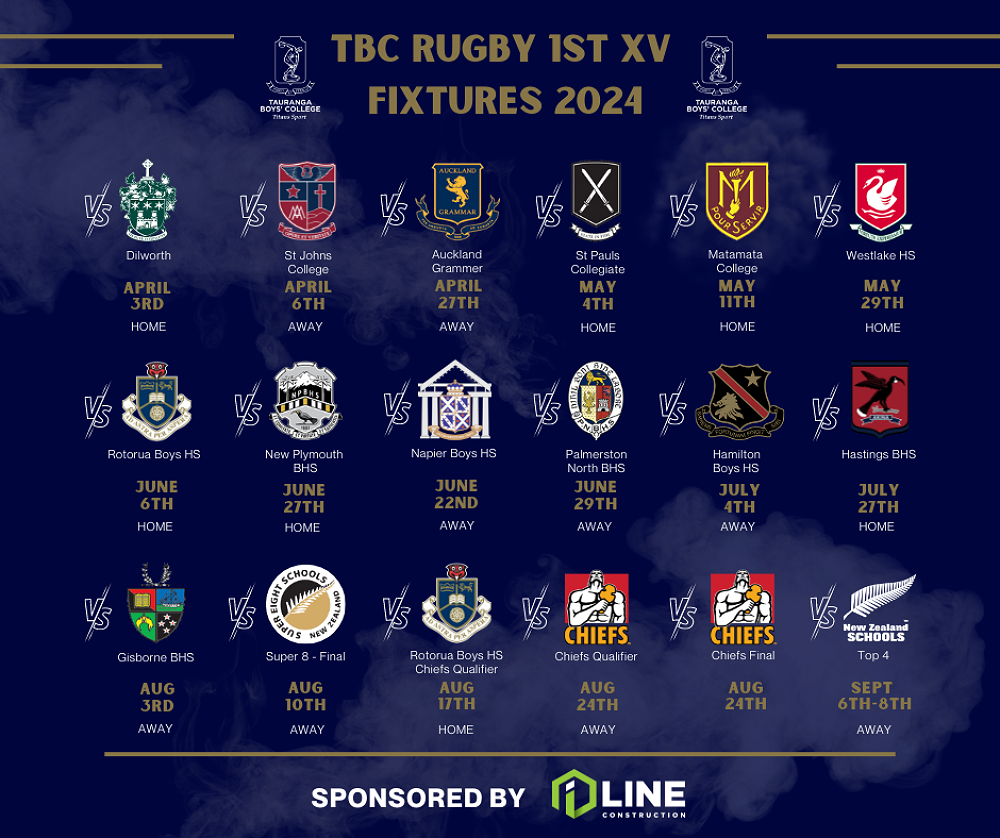 TBC Rugby 1st XV Fixtures List - 2024