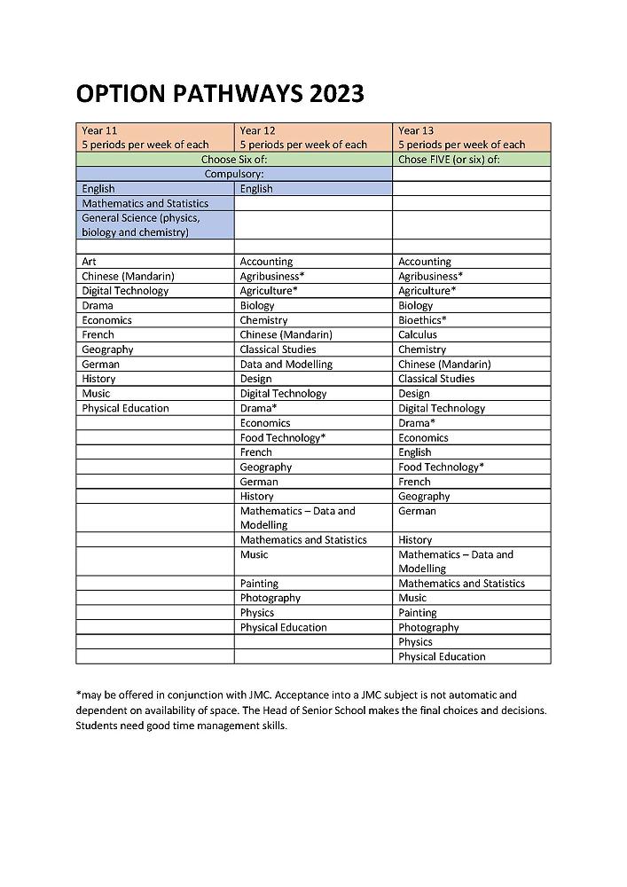 Option Pathways — Year 11 - 13 Course and Careers Handbook