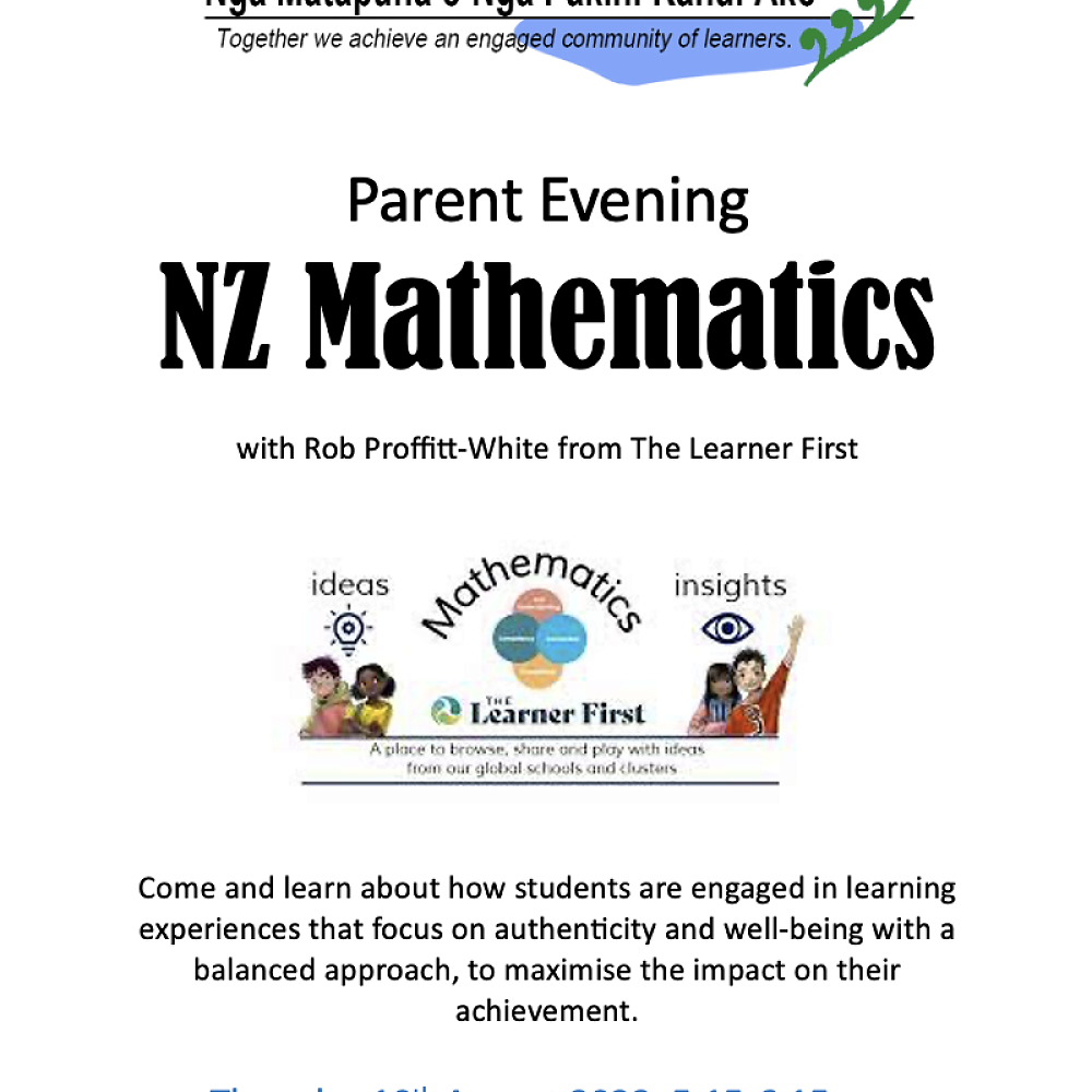 NZ Mathematics Parent Evening — Prebbleton School Newsletter No.11 2023