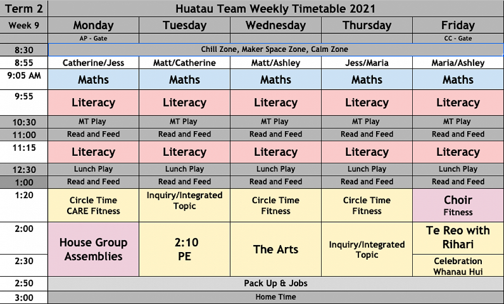 Week 9 Timetable