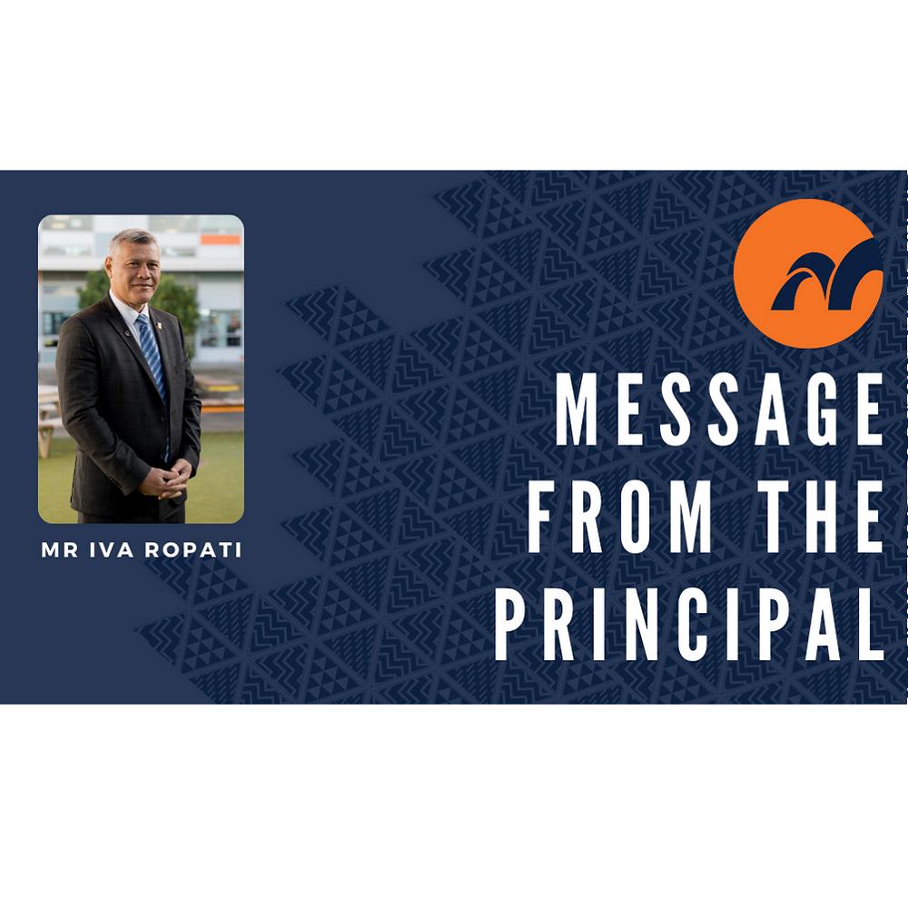 Message from the Principal | Mr Iva Ropati — Connect - Edition 102