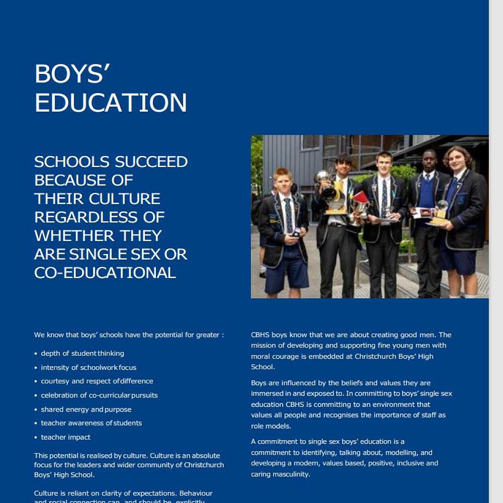 BOYS' EDUCATION — CBHS - 2026 PROSPECTUS