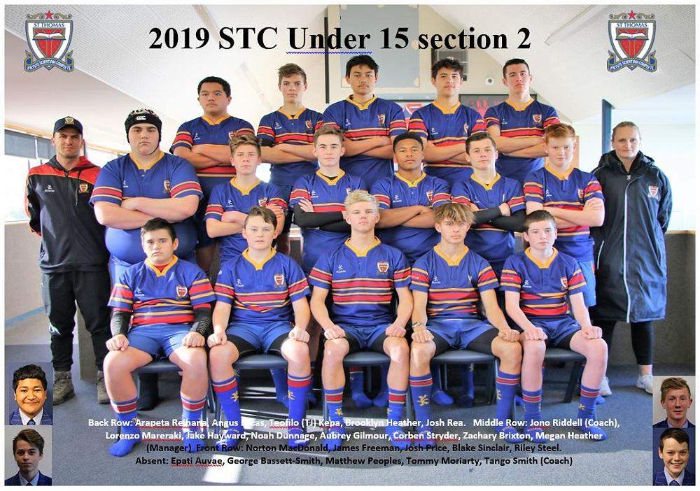 Rugby Under 15 section 2 – awards 2019