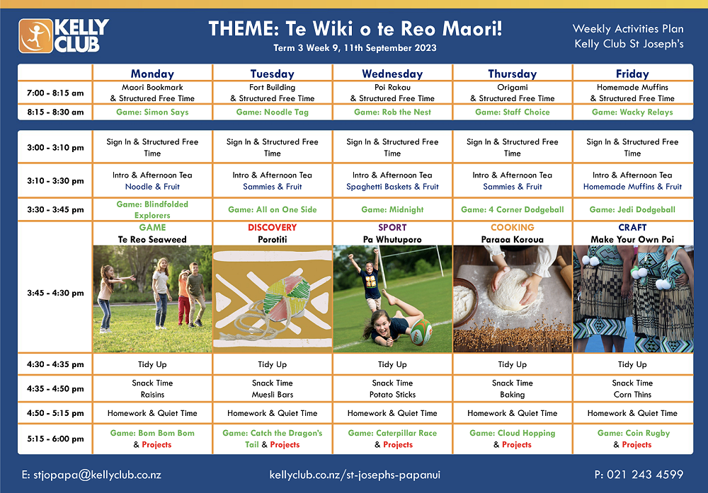 Kelly Club Week 9 Planner
