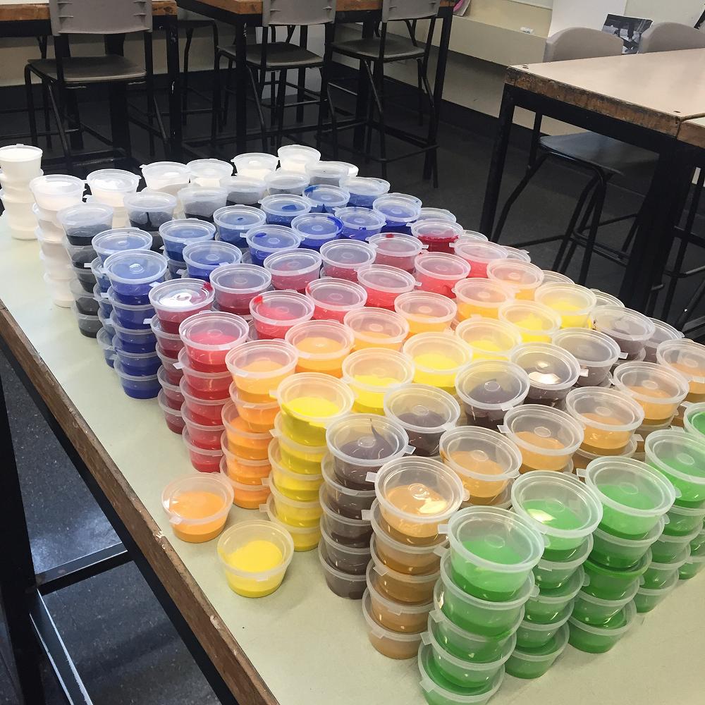 Packing up paint for contactless delivery to students
