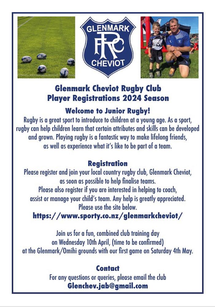 Glenmark Cheviot Rugby Club Registration Day — Term 1, Week 7 ...