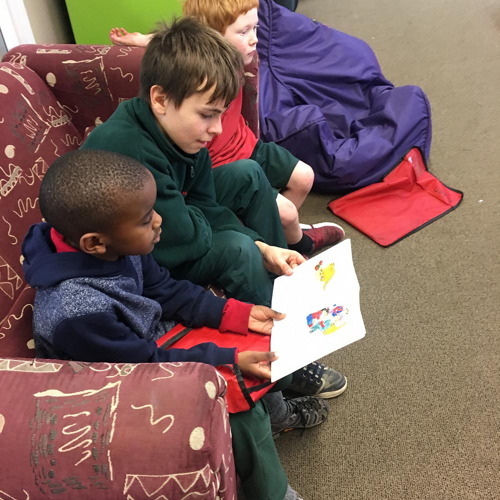 Buddy Reading with Year 7/8's.