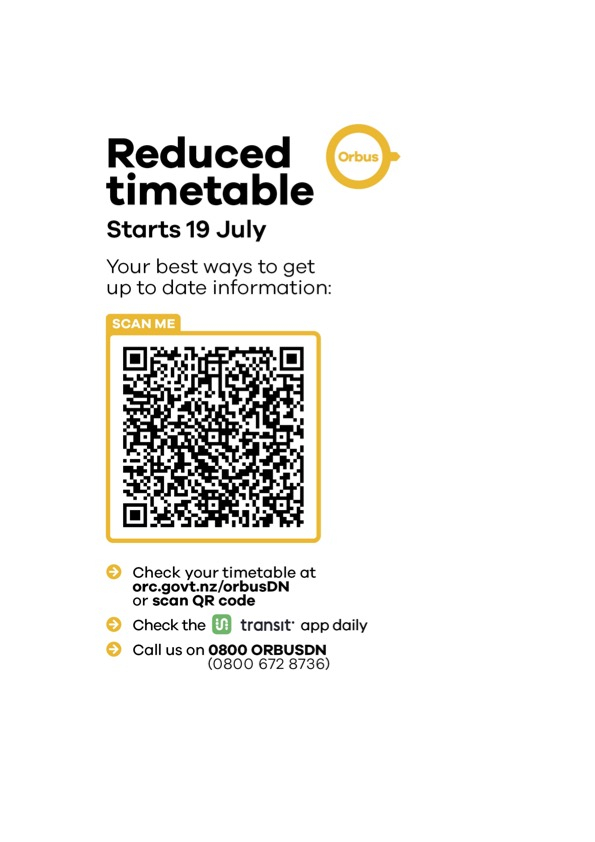 Buses are running on a reduced timetable | Tahuna Normal Intermediate