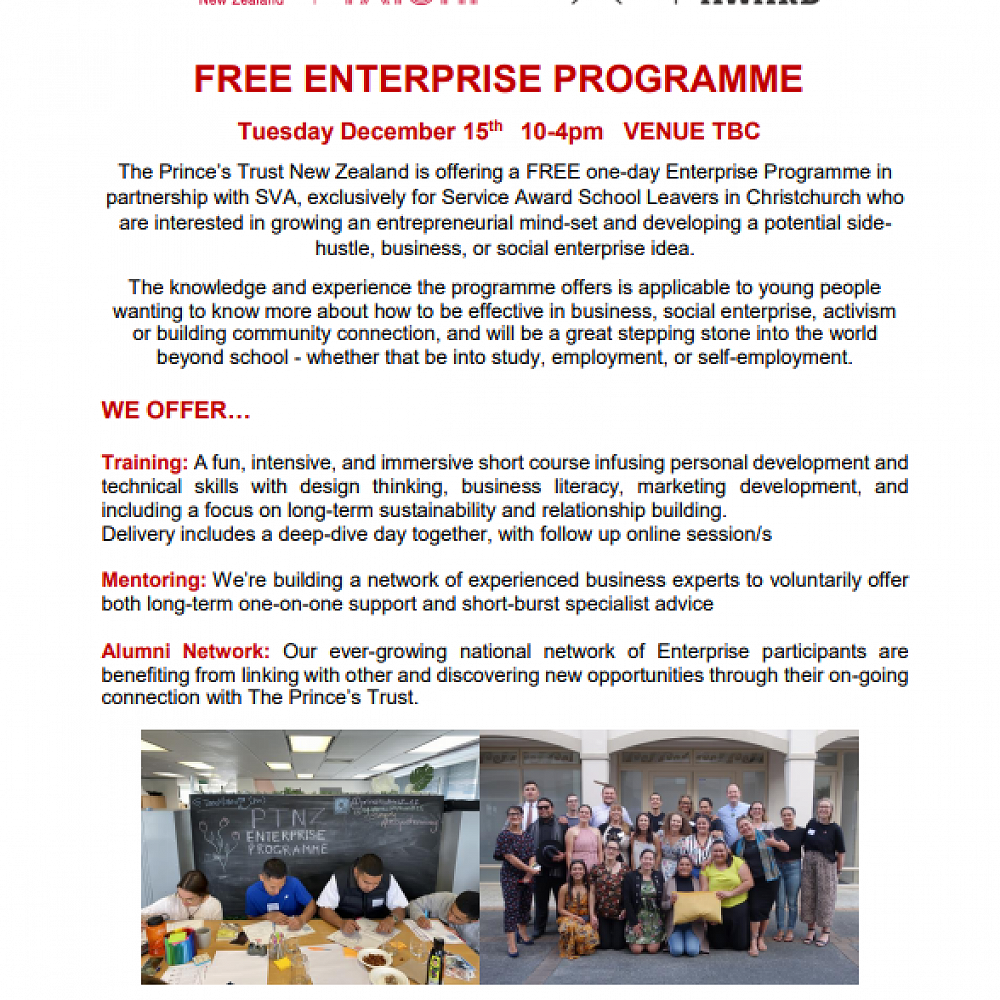 Prince's Trust Enterprise Programme for SVA Service Award students