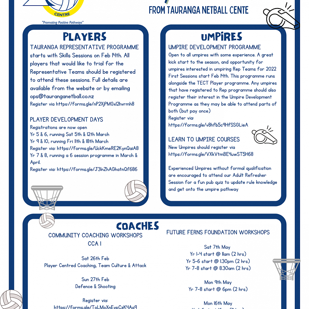 Netball Pre-Season Development Sessions — Newsletter Term 1 Week 2 2022