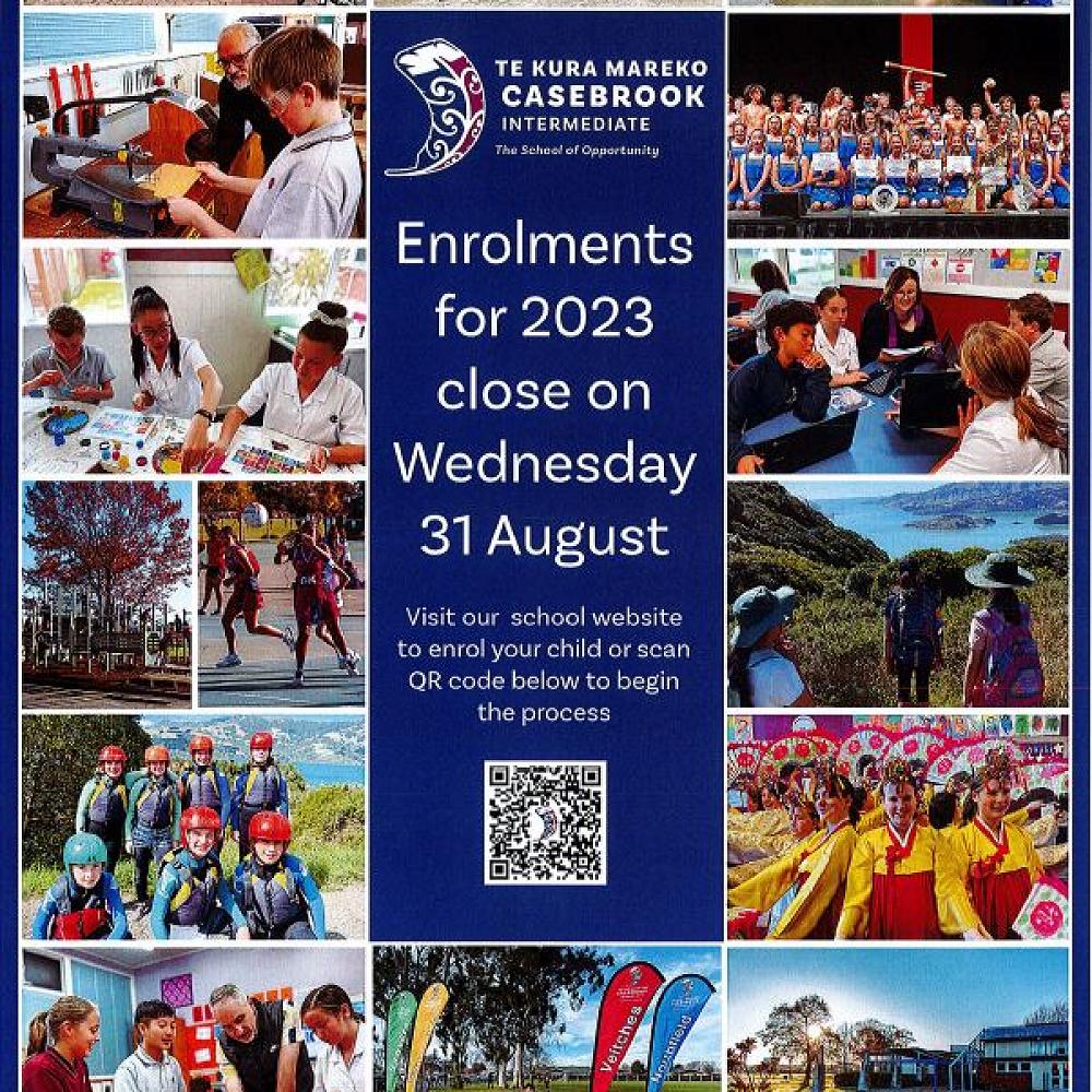Casebrook Intermediate School - Enrolments close on Wednesday 31 August ...