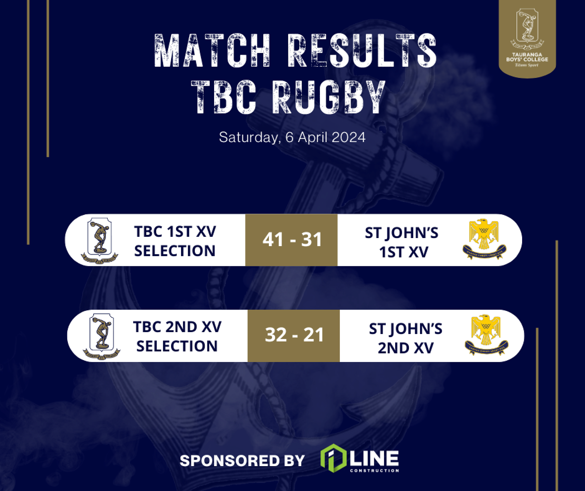 Rugby - TBC vs St John's — TBC Newsletter - 12 April 2024