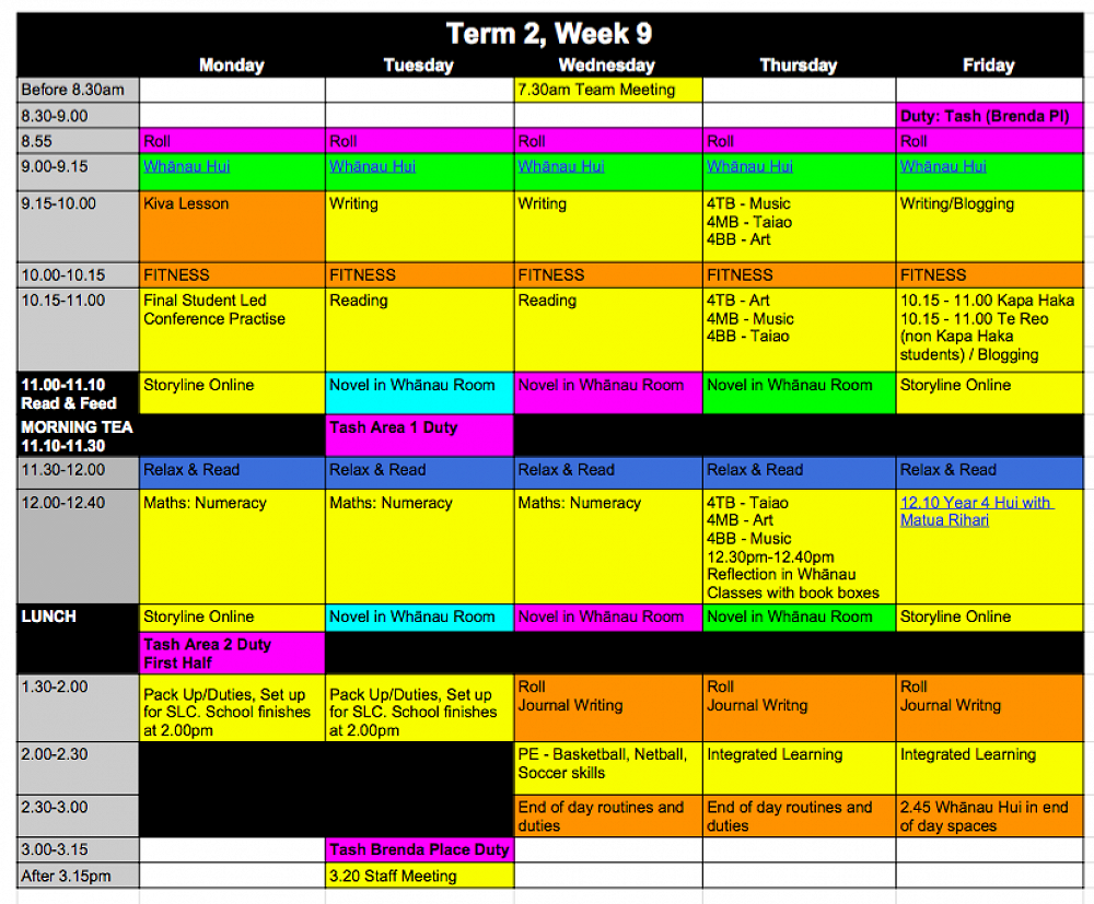 Week 9 Timetable — Year 4 Hub Blog