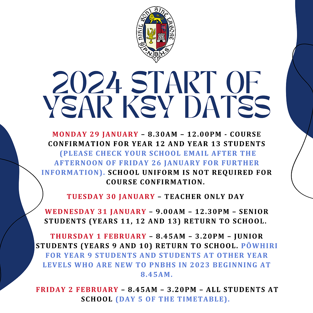 2024 Start of Year Key Dates