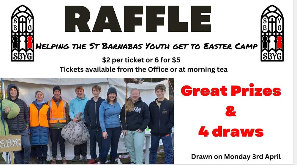 Raffle - support our Youth. Drawn 3 April.