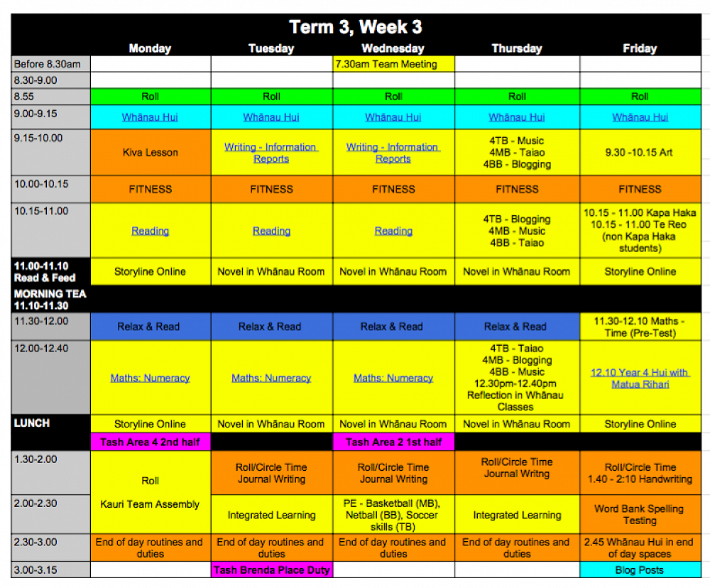 Term 3, Week 3 Timetable