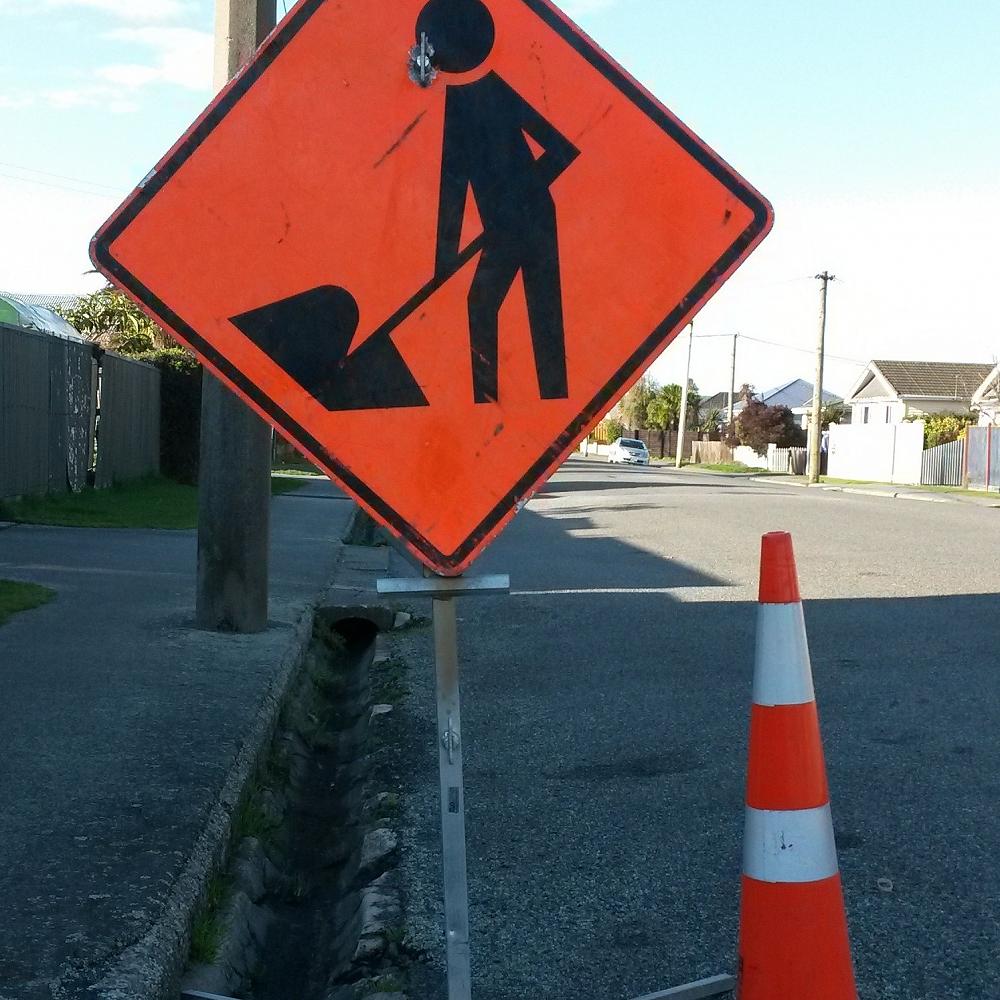 Road works and parking around school.