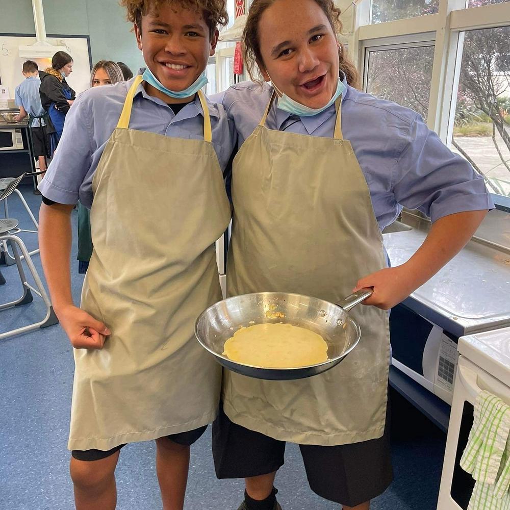 Our new Year 9 Food Tech rotation students are making crepes! Yum!