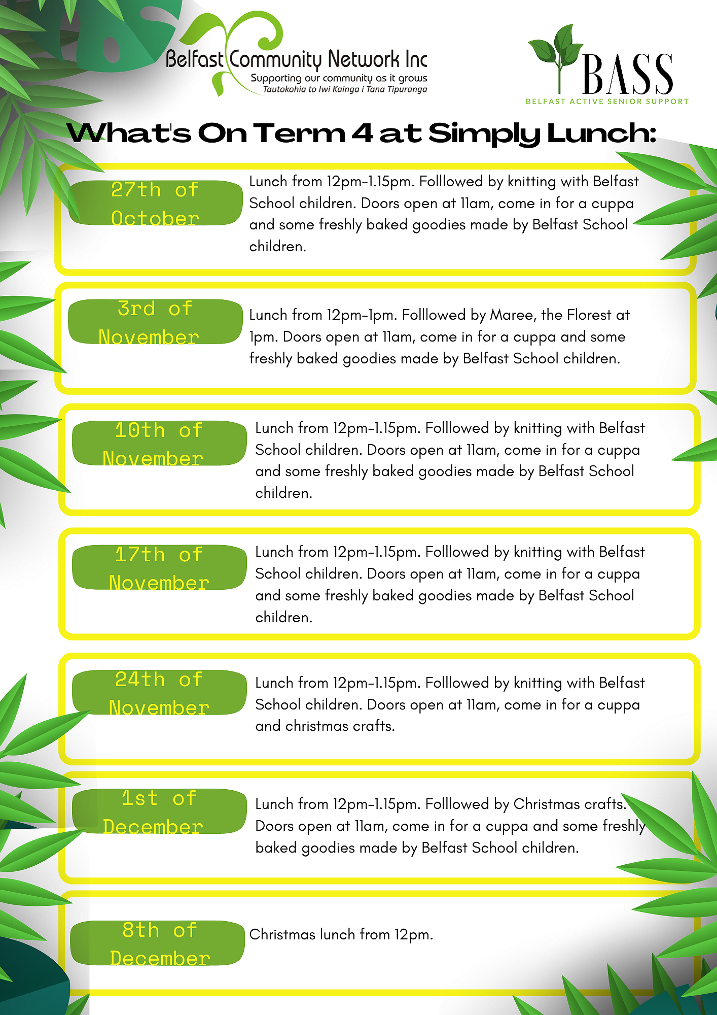 Simply Lunch is on for Term 4