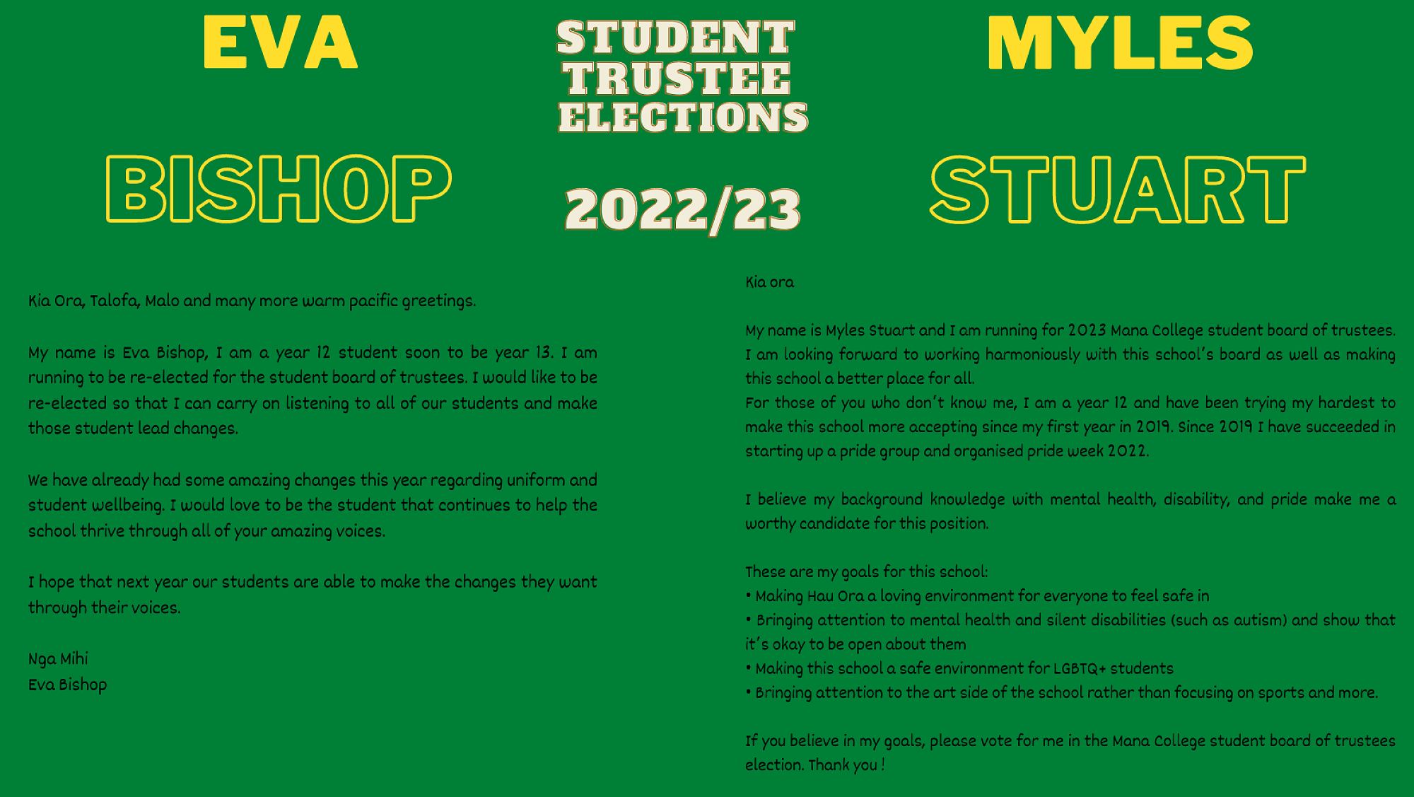 Student Trustee Elections Candidate Statements
