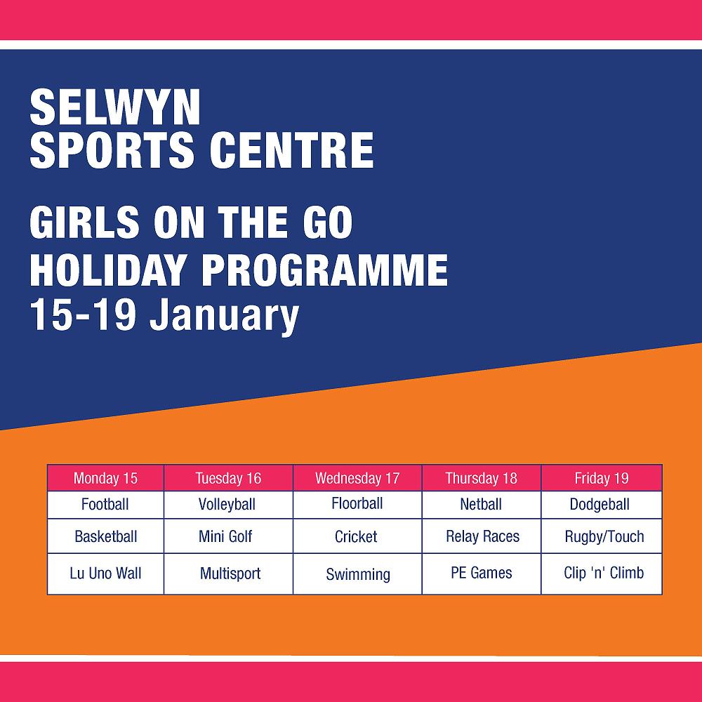 Selwyn Sports Centre Girls on the Go Holiday Programme 15th-19th January 2024 — Tai Tapu School ...
