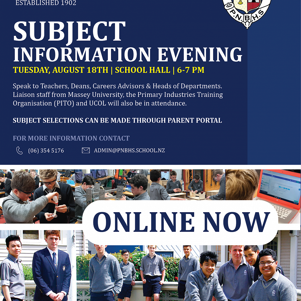 PNBHS Subject Information Evening – Online
