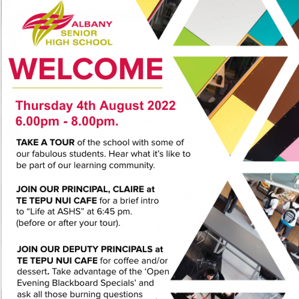 Albany Senior High School Open Evening — AJHS eNewsletter - Week 1 Term 3
