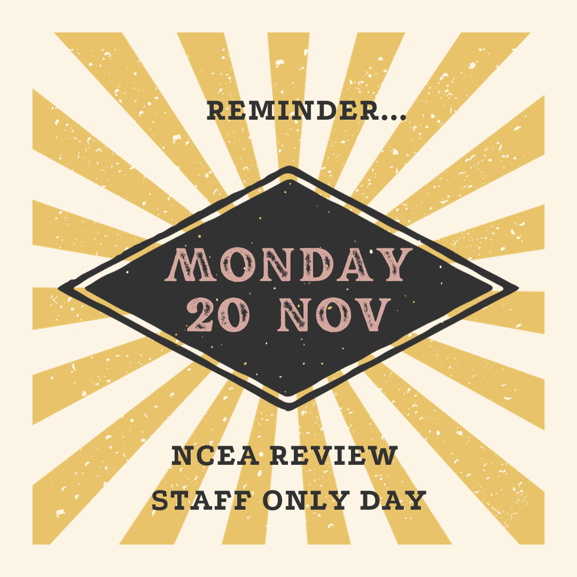 Reminder - Staff Only Day on Monday 20 November