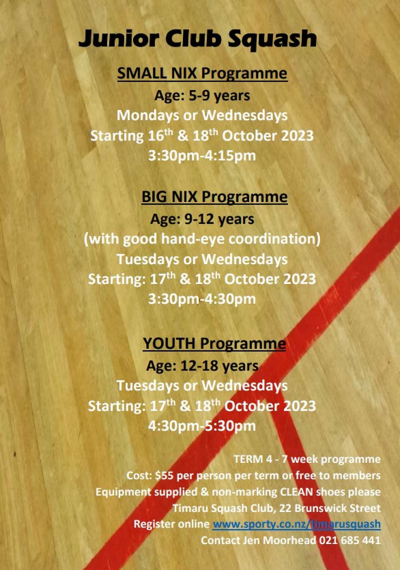 Timaru Squash Club - Junior Squash