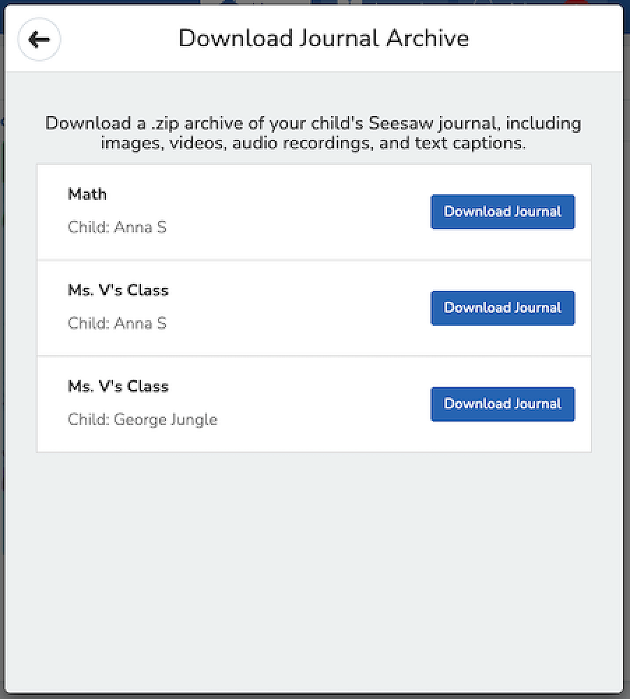 Downloading your child's Seesaw journal for the year — Seesaw