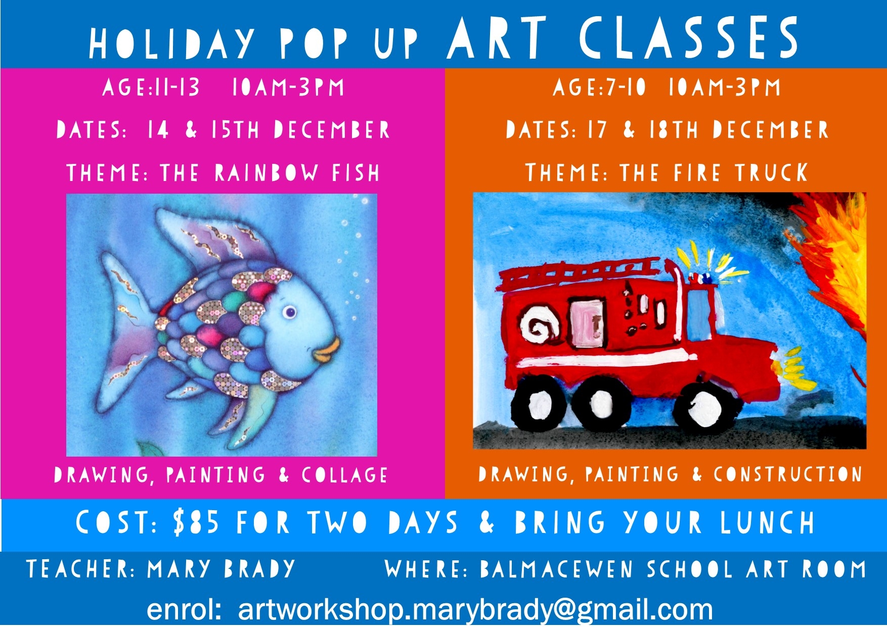 Holiday Pop Up ART CLASSES | Balmacewen Intermediate