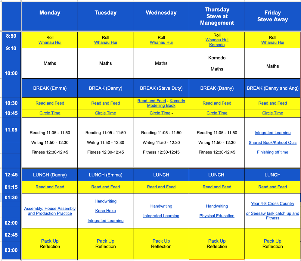 Term 2 Week 3 Timetable — Kōmingo Team Blog - Year 4