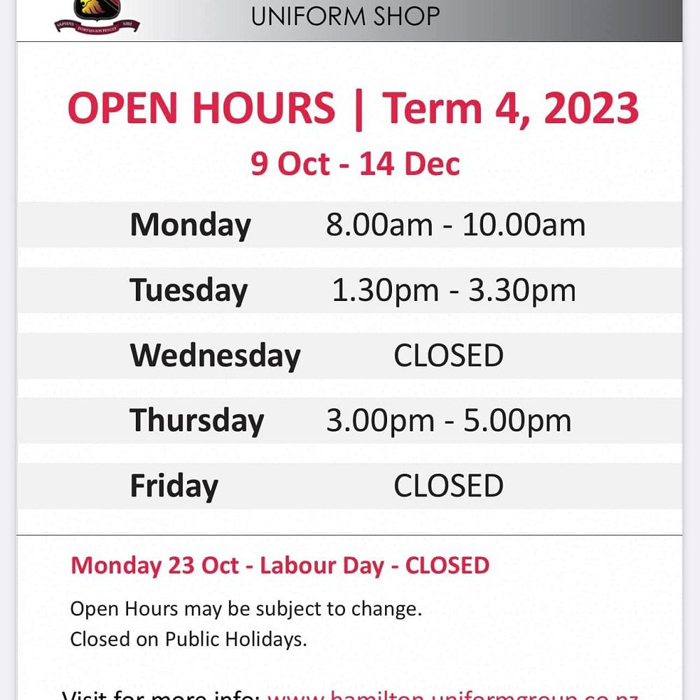 Uniform Shop Hours