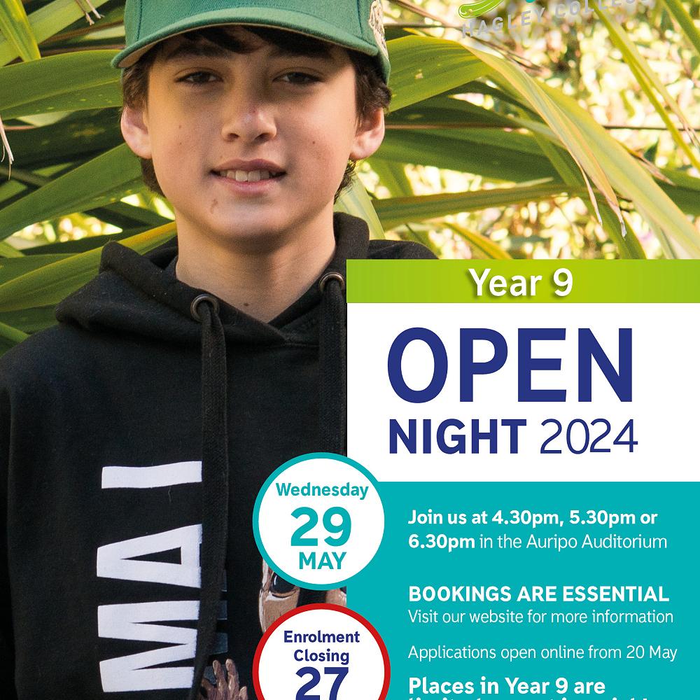 Te Puna Wai o Waipapa - Hagley College Year 9 Enrolments for 2025