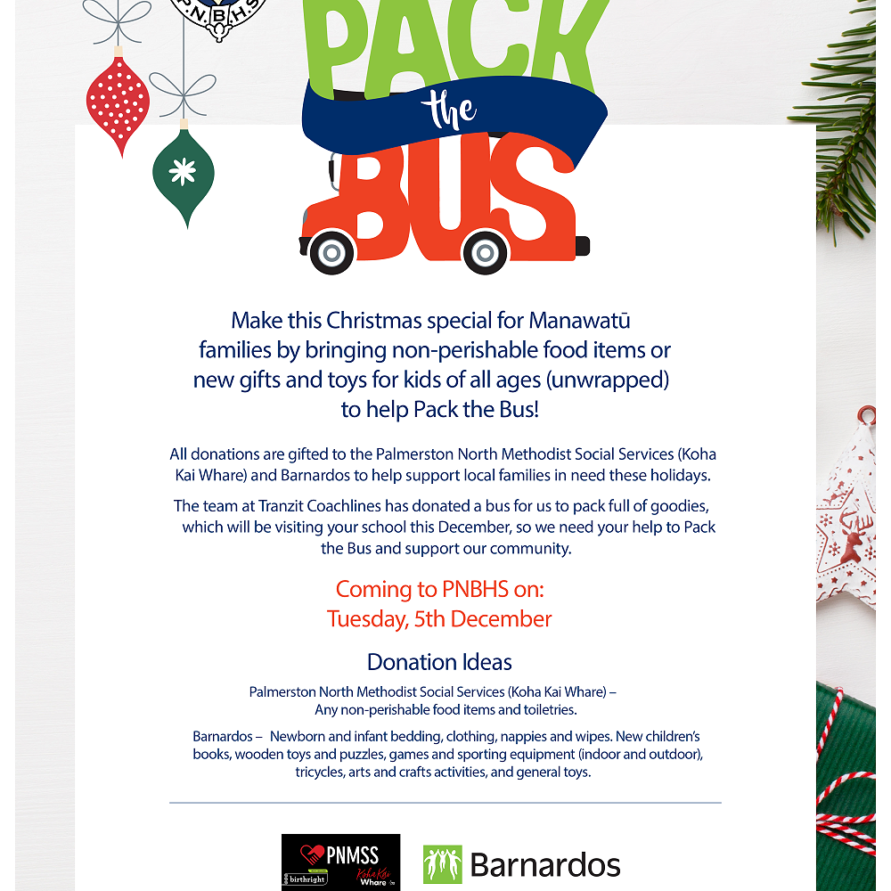 🎁 Help Us Pack the Bus! 🥫 — PNBHS Weekly Update: Term 4, Week 9