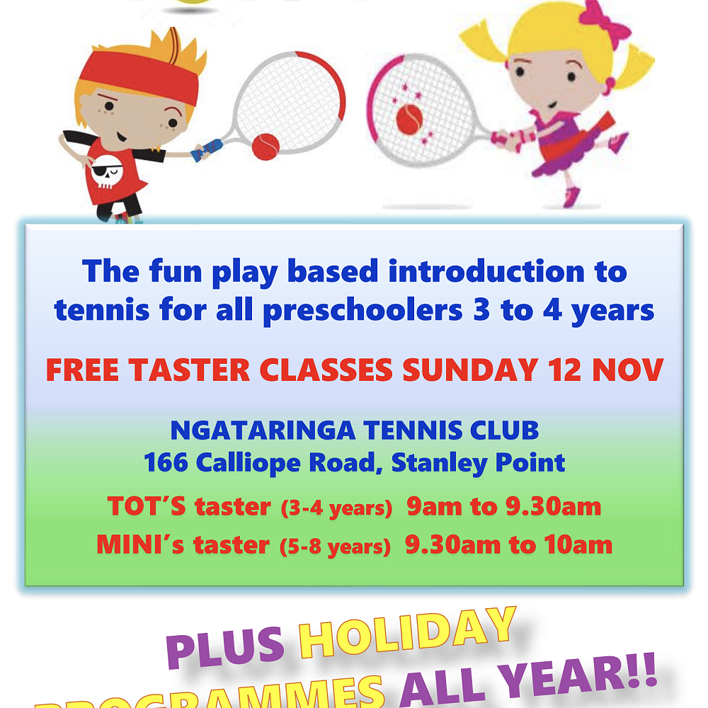 Tots Tennis- Free Taster Classes, Sunday 12 November