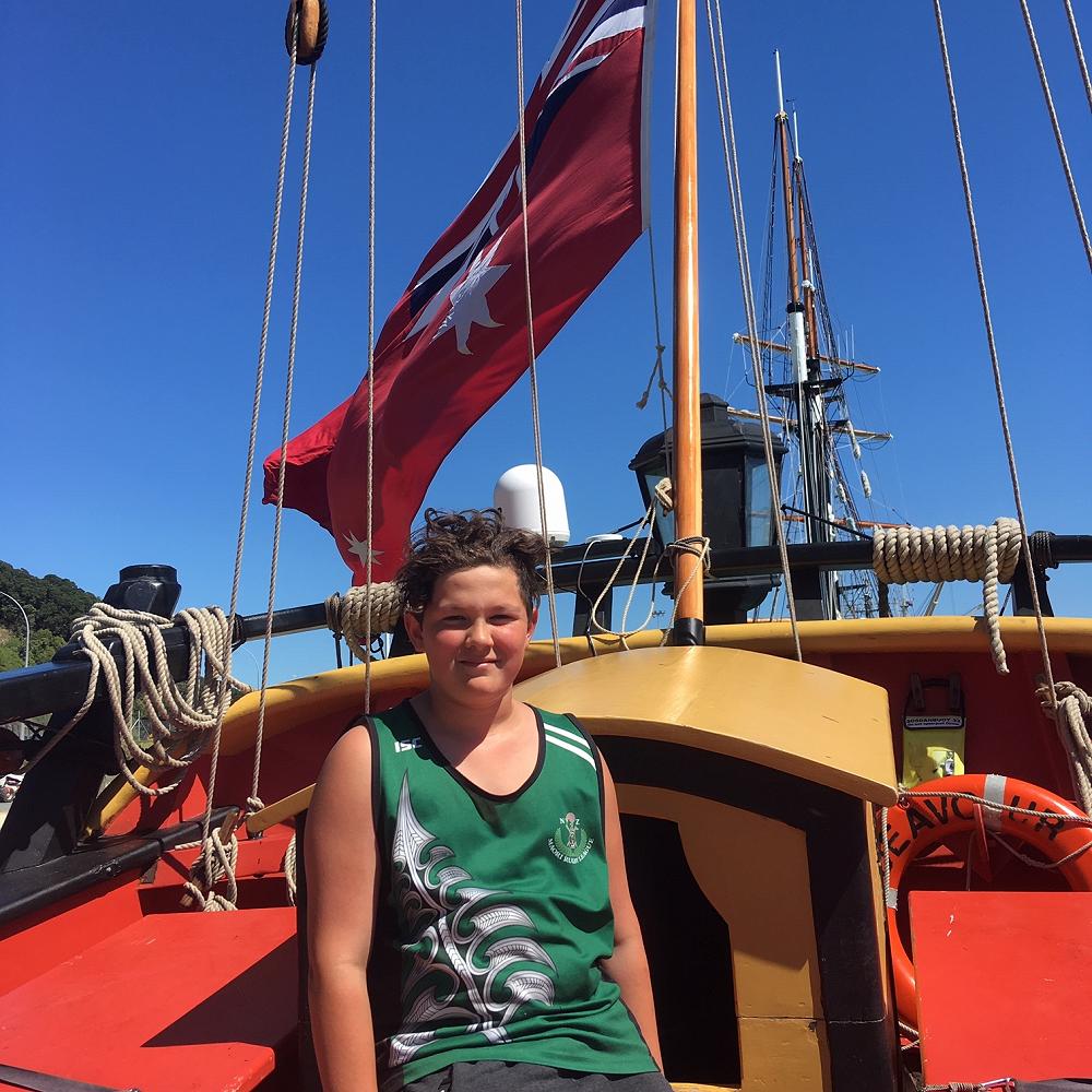 Tamati and Andrea Howland aboard the Endeavour. — 2019 Year Book