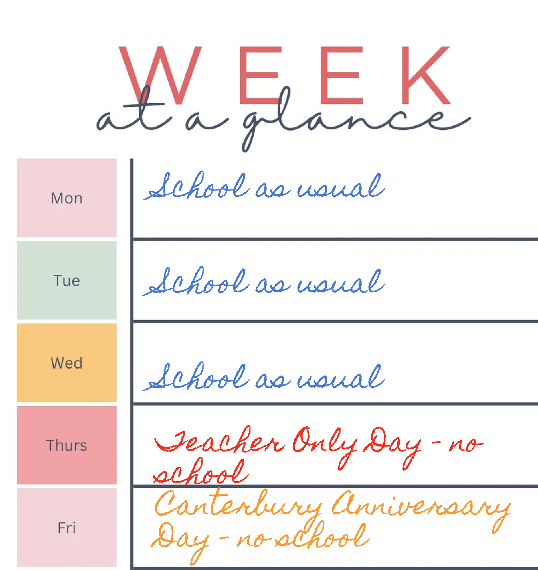 Reminder: Short Week Ahead